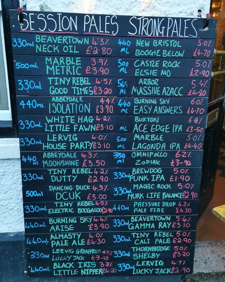 Menu at Crown Inn pub & bar, Nottingham, Church St