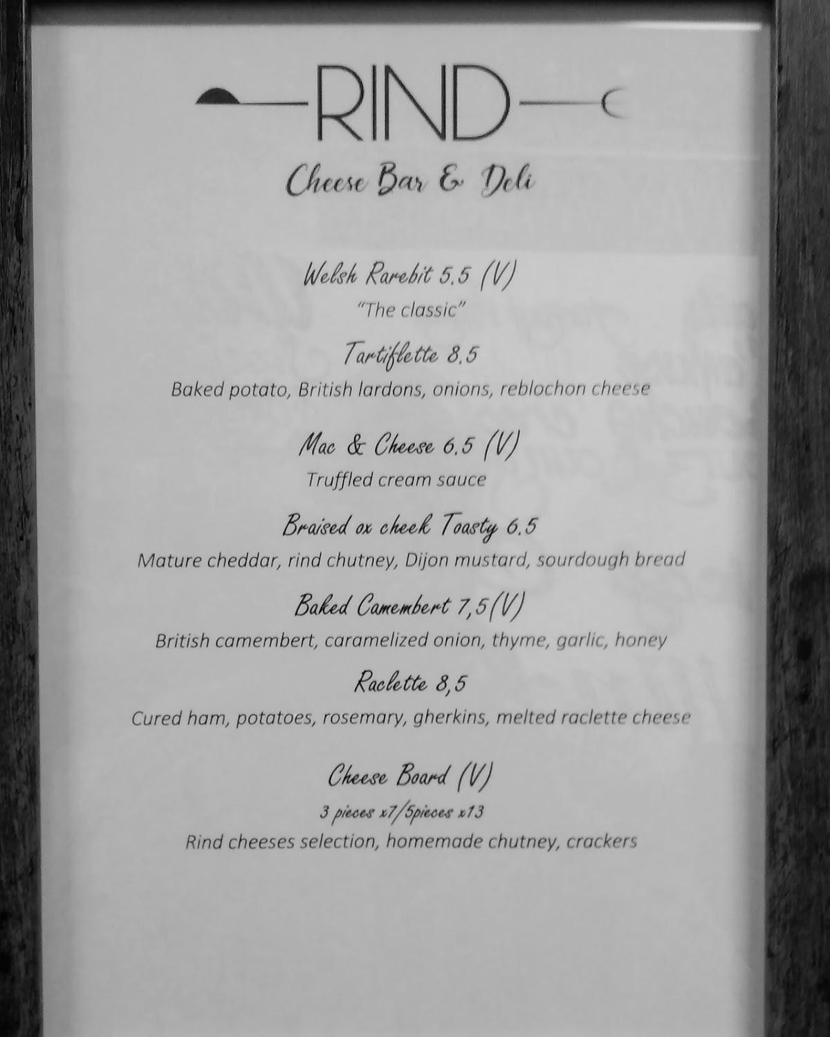 Menu at Rind - Cheese and Wine restaurant, Leatherhead