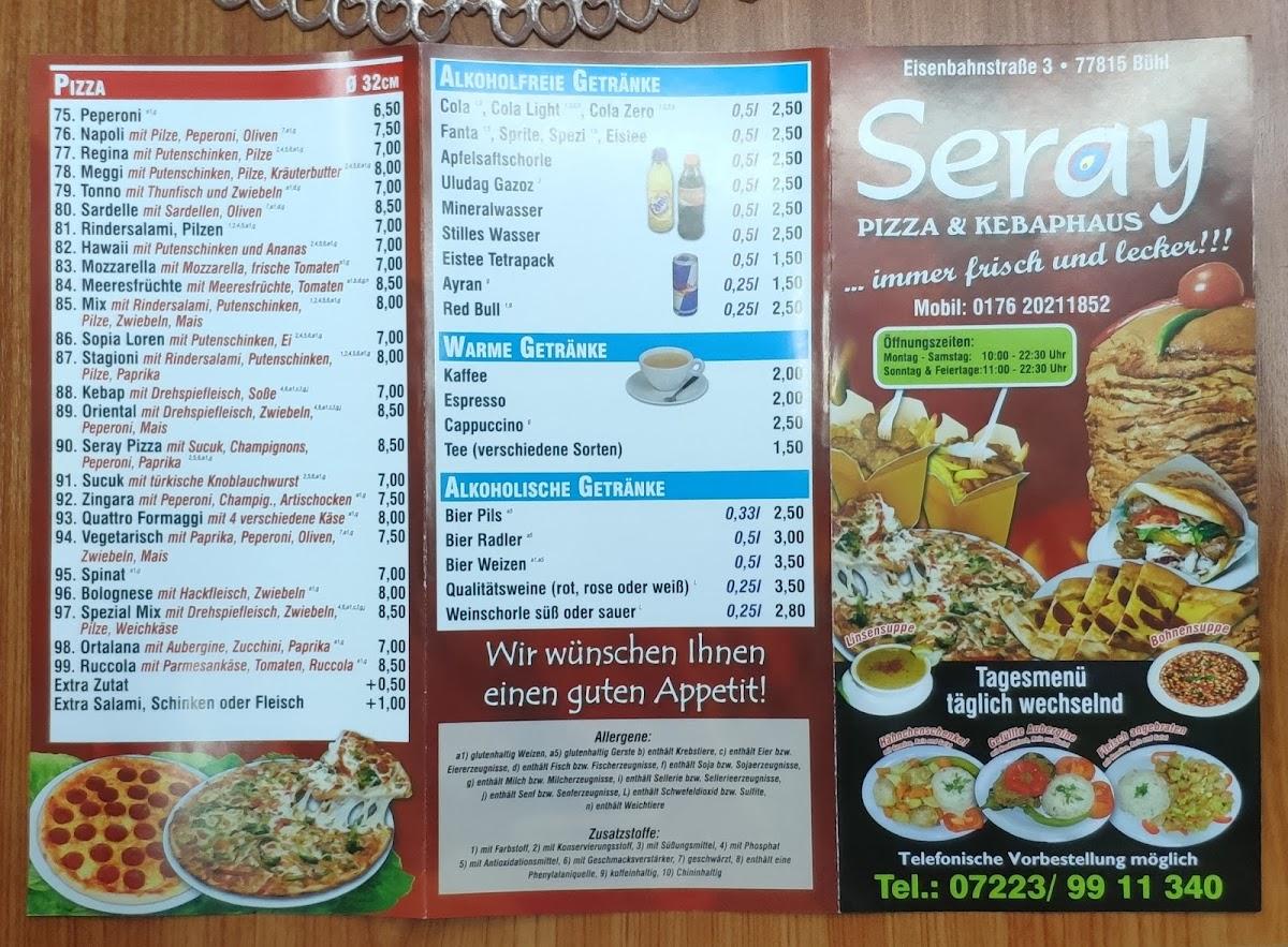 Speisekarte von Seray Pizza & Kebap, Bühl