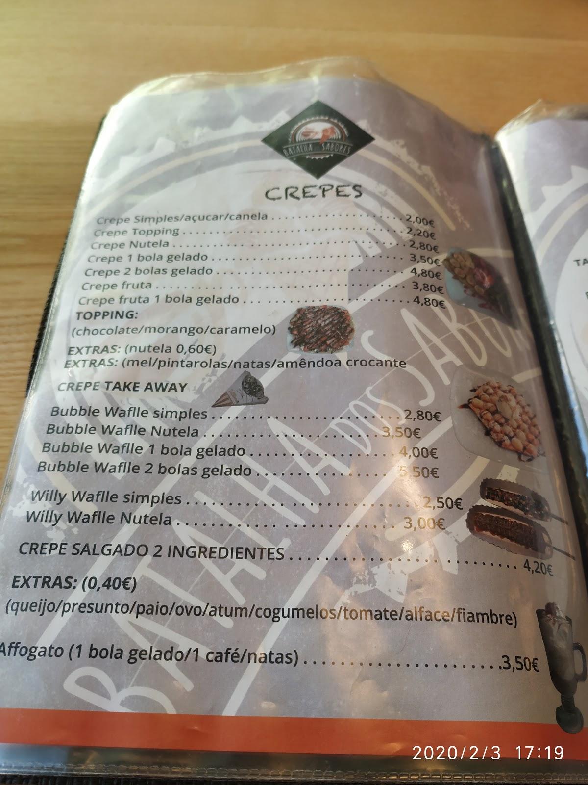 Menu at Batalha Dos Sabores cafe, Batalha