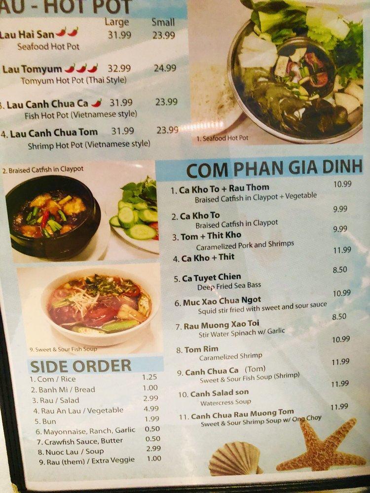 Menu at Sao Bien Restaurant, Westminster
