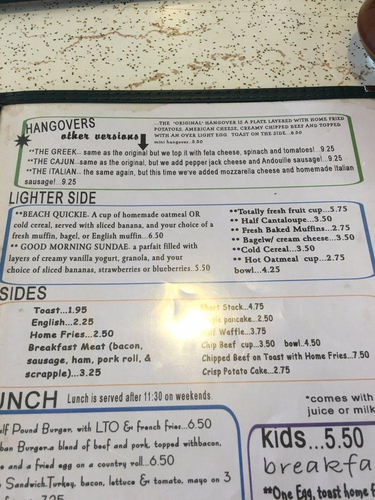 Menu at Surfside West Diner restaurant, Wildwood