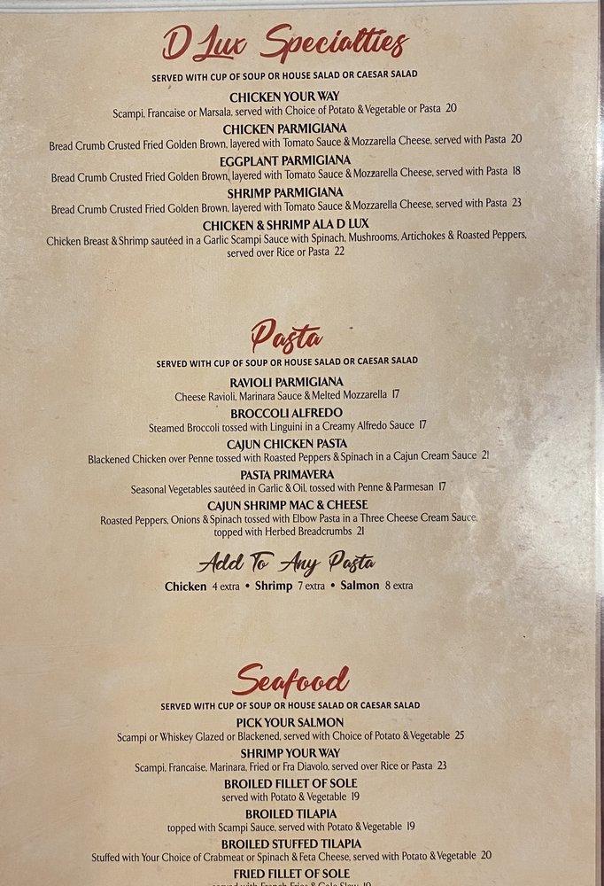 Menu at D lux Diner pub & bar, Middletown