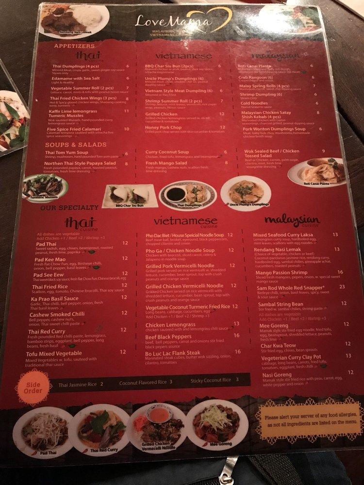Menu at Love Mama restaurant, New York City, 174 2nd Ave