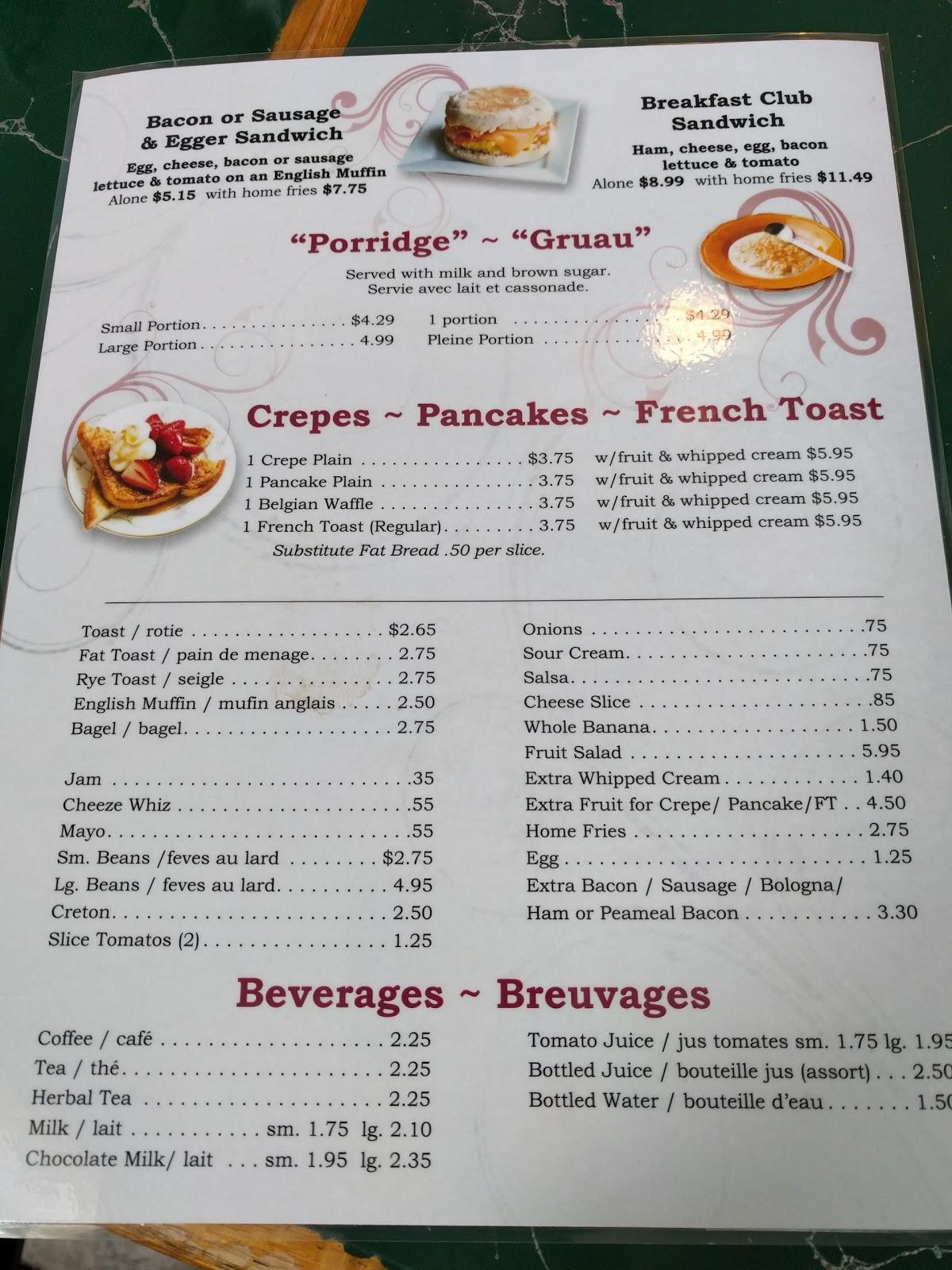 Menu at Restaurant Nadeau Dine In -Delivery And Take Out, Timmins