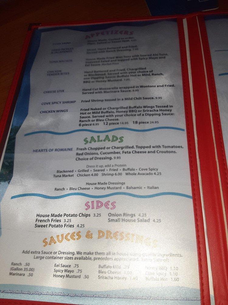 Menu at The Cove Bar and Grill, Gulf Shores