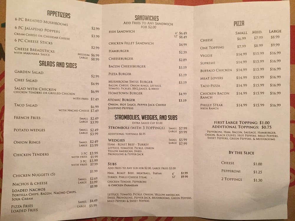 Menu at Salisbury Hometown Pizza pizzeria, Salisbury