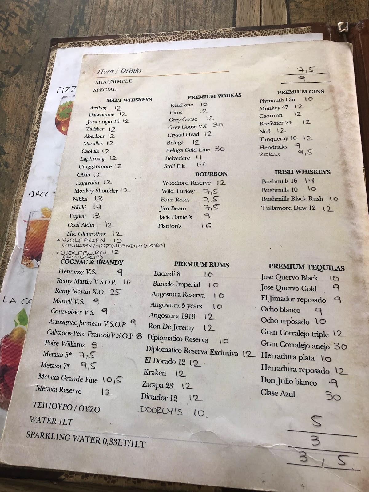 Menu at Yard, all day bar restaurant, Athens