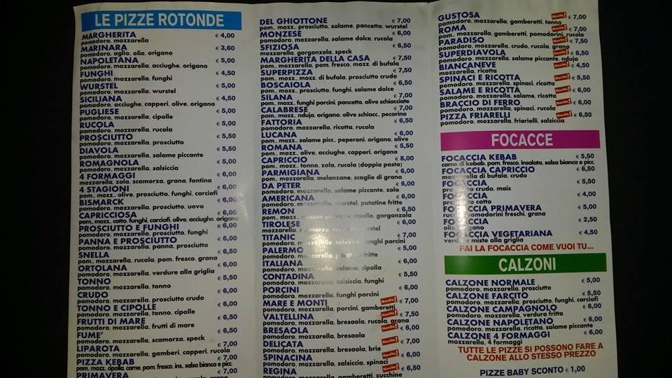 Menu da Pizzeria Capriccio 3, Pieve Emanuele