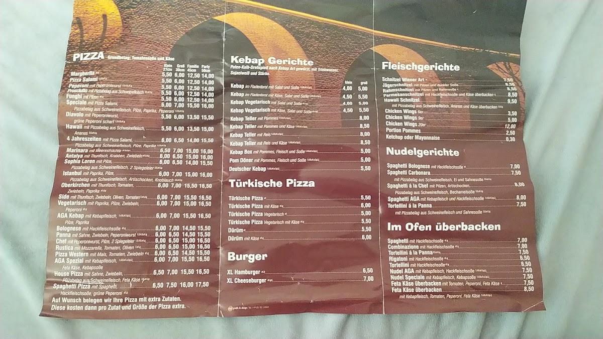 Speisekarte von Aga's Kebab pizza, Freisen