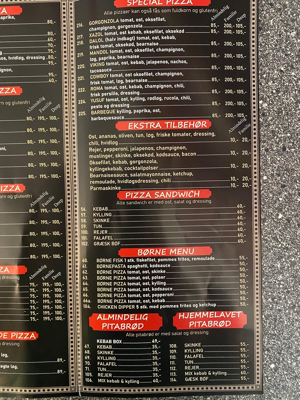 Menu at Amigos Cafe & Pizza, Gørlev