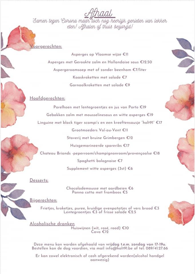 Menu at holt 91, Bilzen