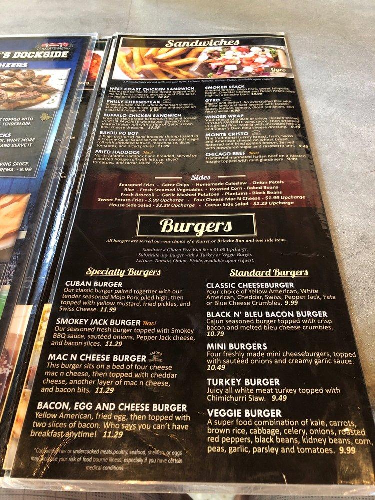 Menu at Gator's Portside Port Canaveral restaurant, Port Canaveral