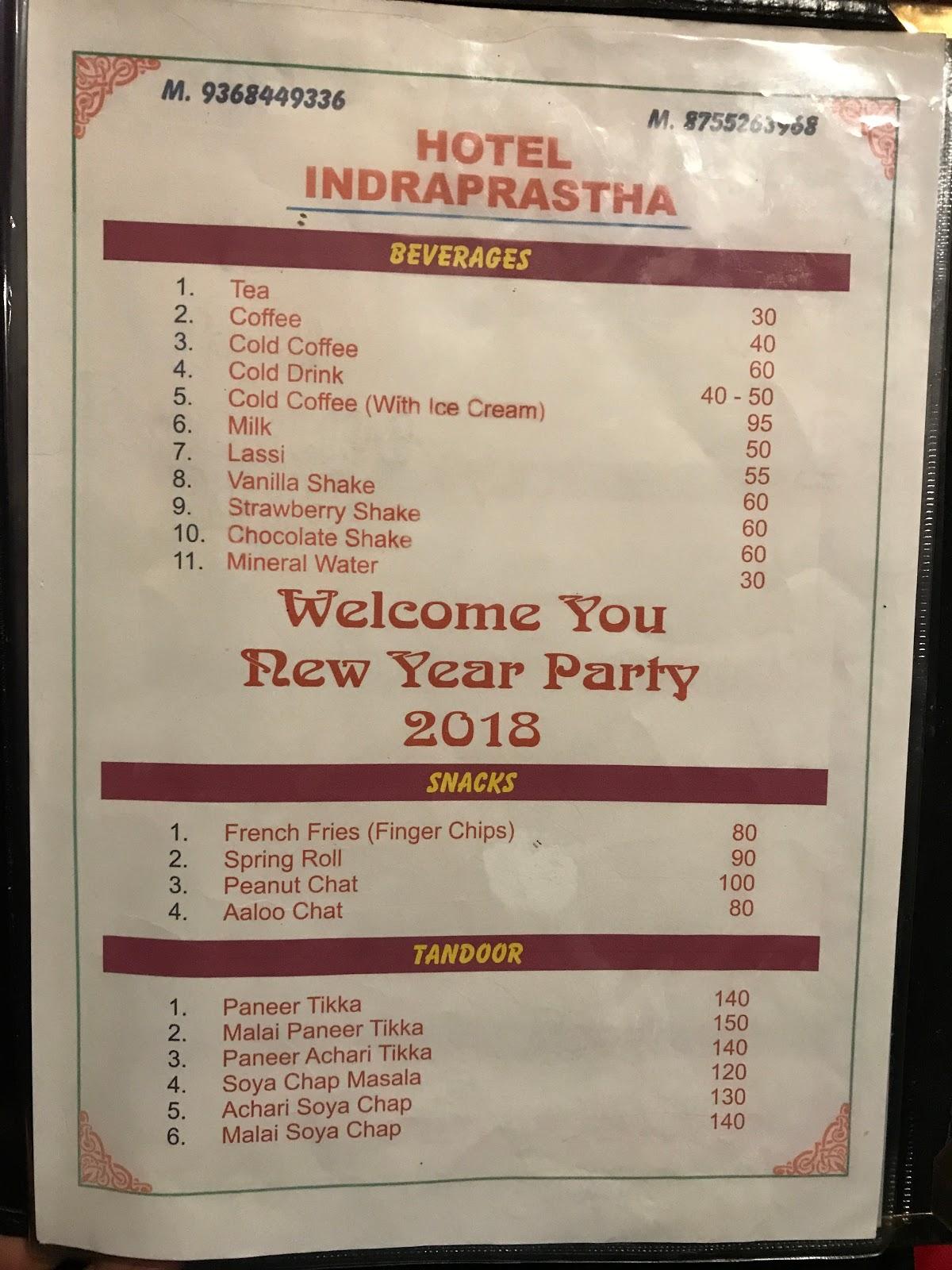 Menu at Indraprastha Hotel & Restaurant, Mawana