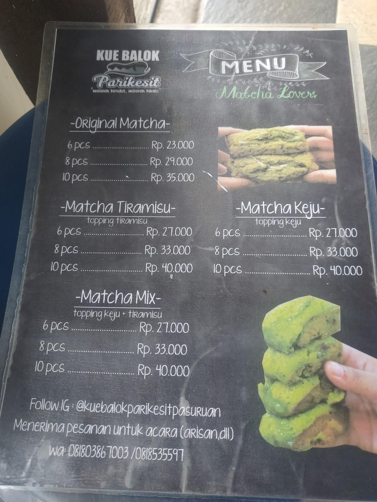 Menu at Kue Balok Parikesit Pasuruan dan Kopi Gezzit Pasuruan cafe ...