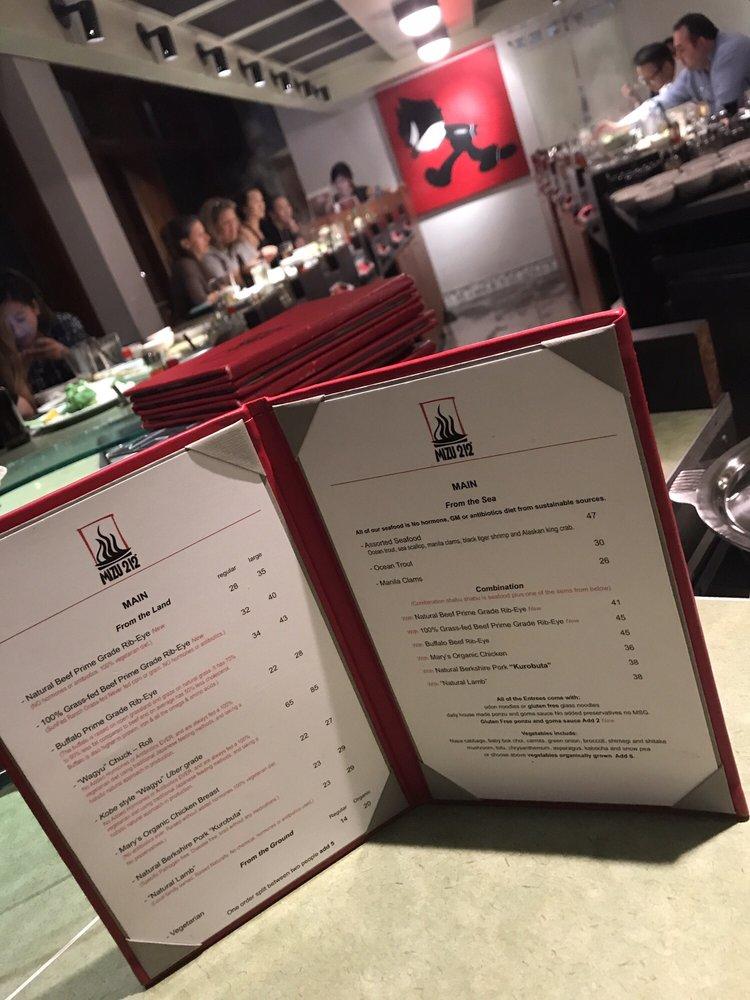 Menu at Mizu 212 restaurant, Los Angeles, Sawtelle Blvd