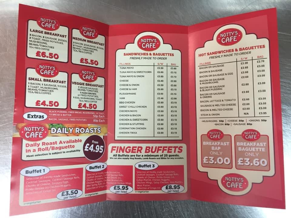 Menu at Notty's Cafe - Aberkenfig, Bridgend, 107 Bridgend Rd