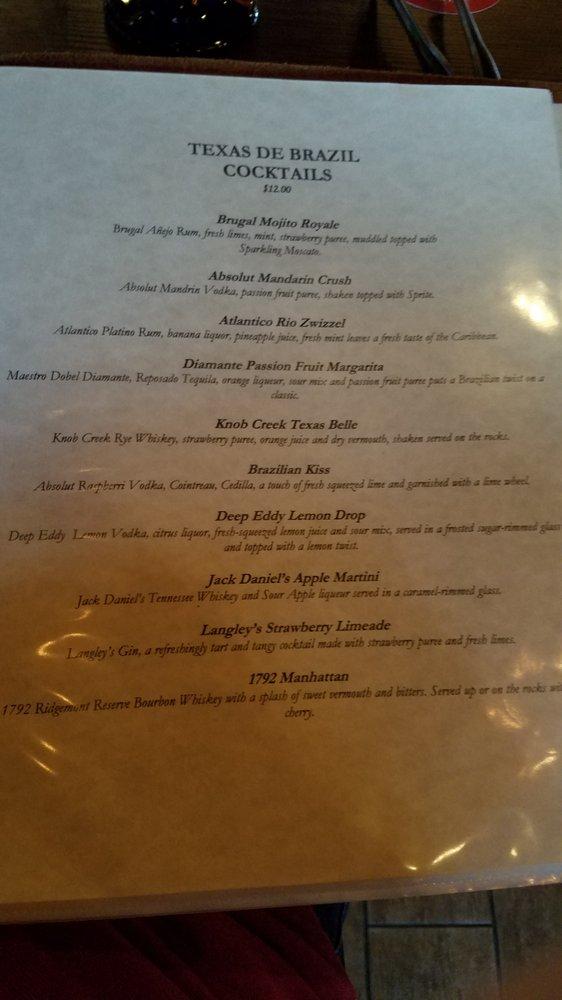 Menu at Texas de Brazil - Orlando steakhouse, Orlando, International Dr f1