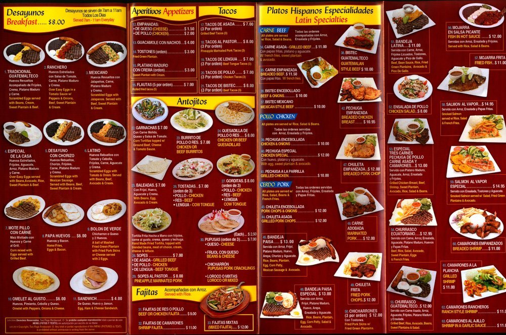 Menu at Two Flags - Restaurant, Trenton