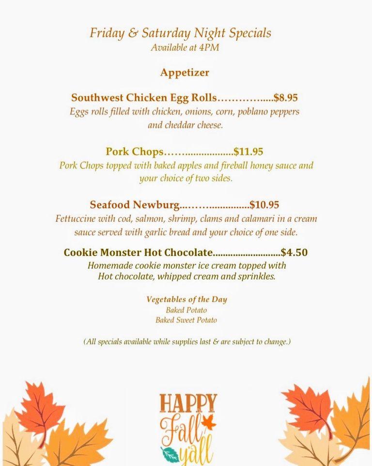 Menu at Energy Station restaurant, Harleysville