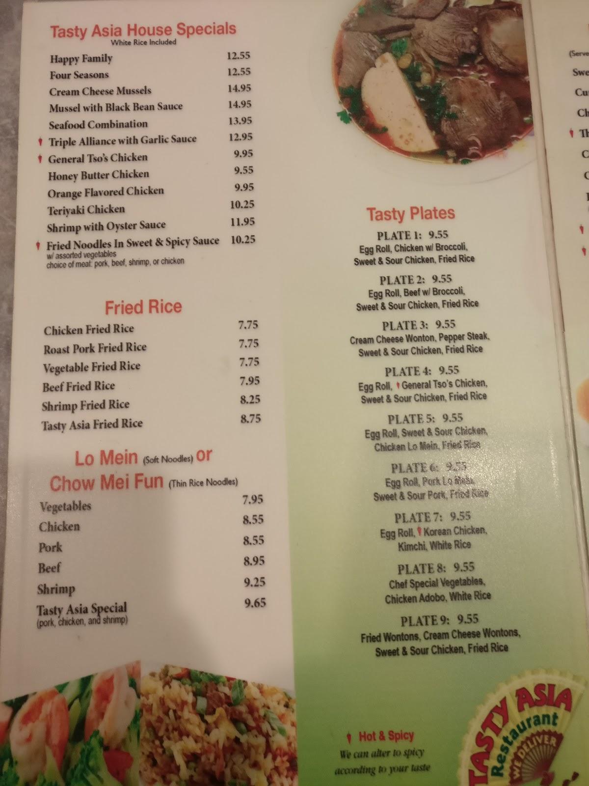 Menu at Tasty Asia Restaurant, Moorhead