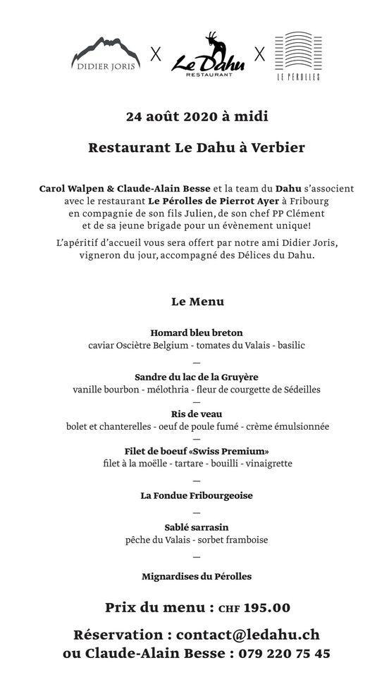 Speisekarte von Le Dahu, Bagnes, La Chaux