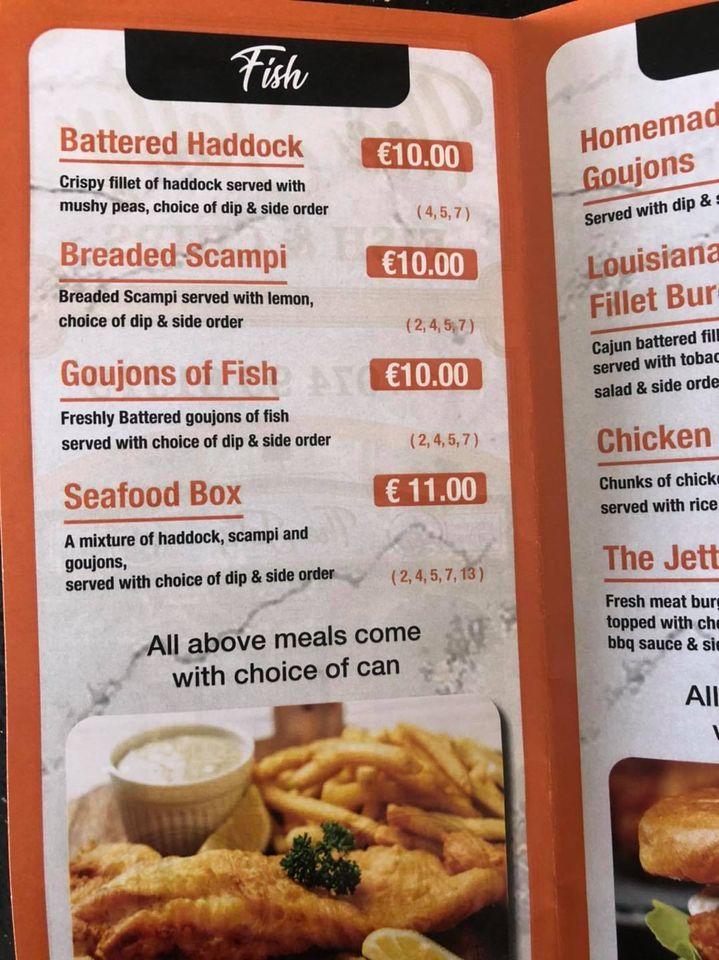 Menu at The Jetty restaurant, Greencastle