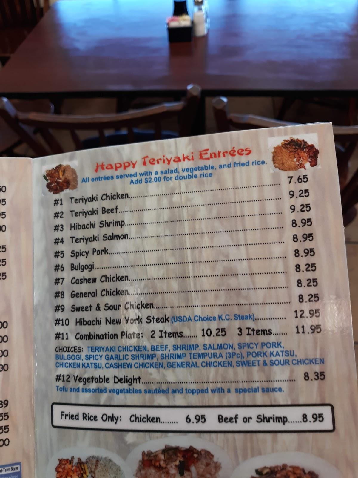 Menu at Happy Teriyaki Restaurant, Kimberling City