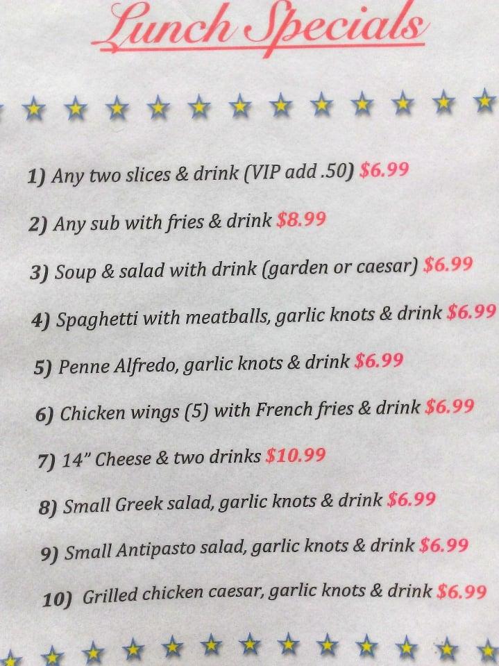 Menu at Anthony's Pizza UCF pizzeria, Orlando, Collegiate Way