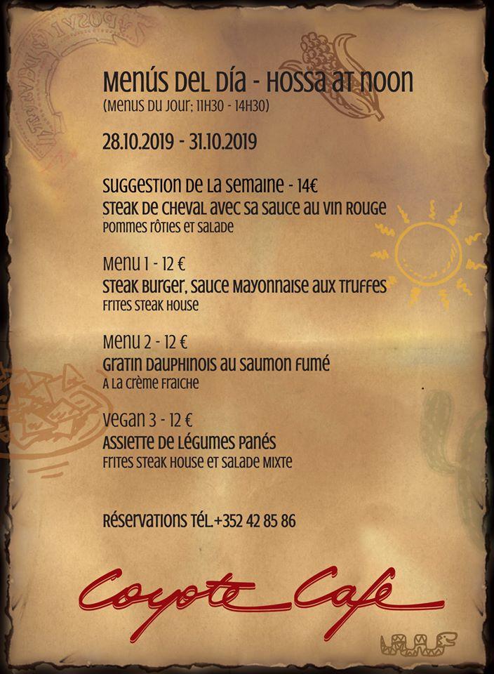 Menu at Café Coyote Belval, Sanem, 10-12 Av. du Swing