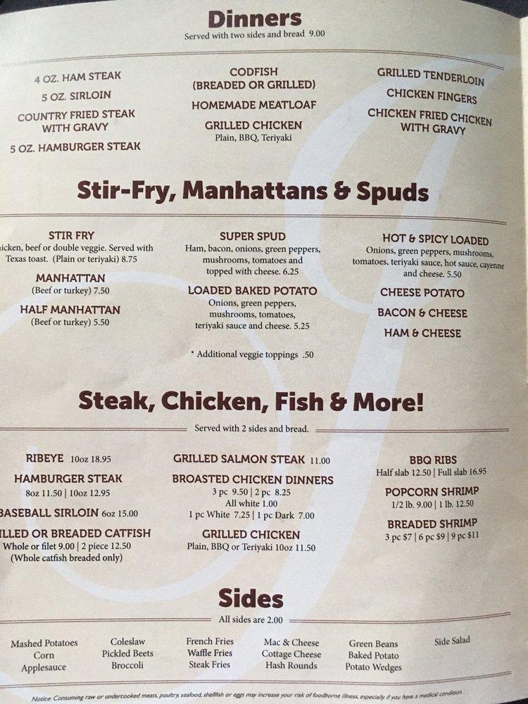 Menu at Double Decker Drive In steakhouse, Greencastle