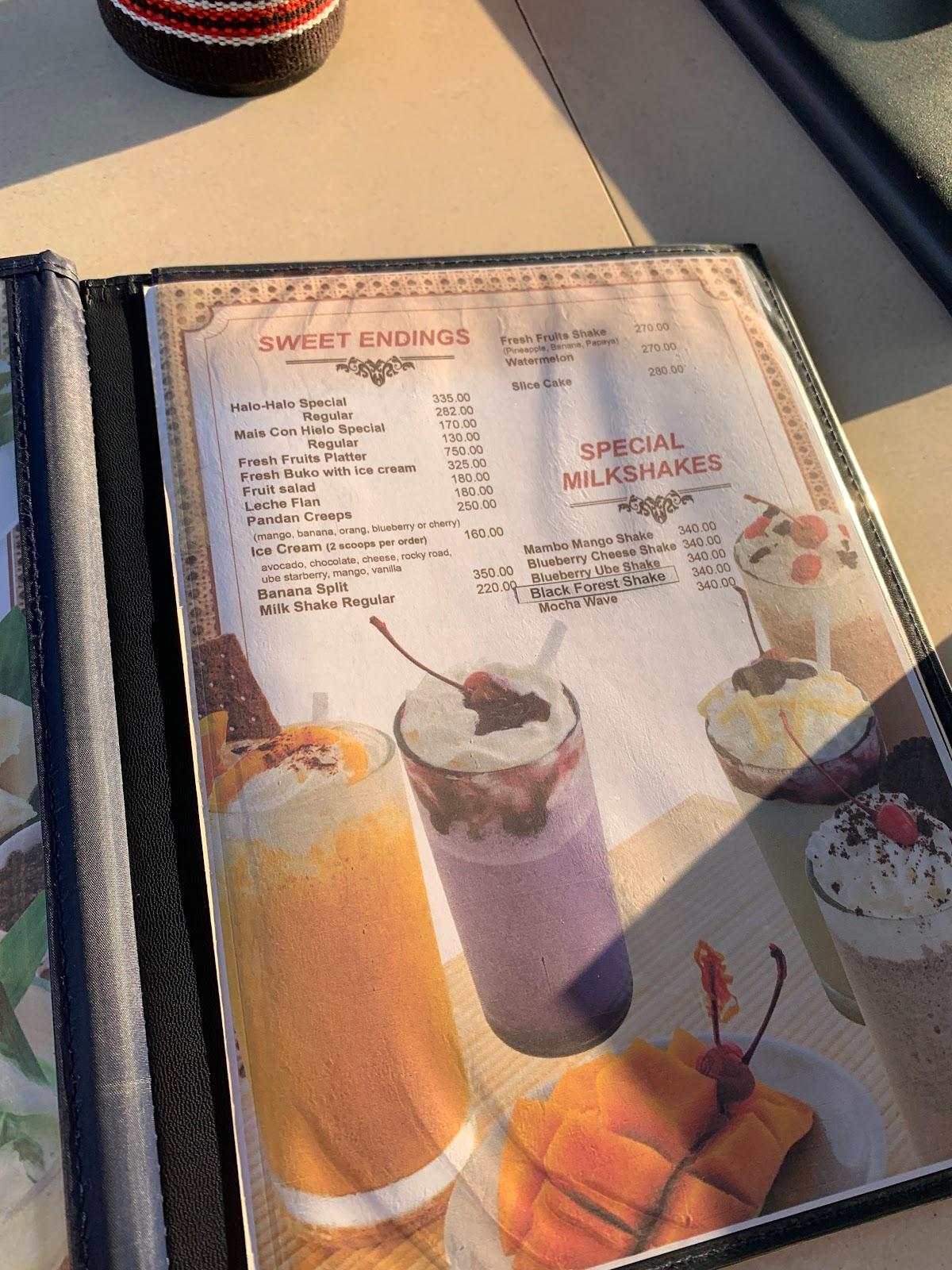 Menu at Harbor View Restaurant, Manila, South Dr