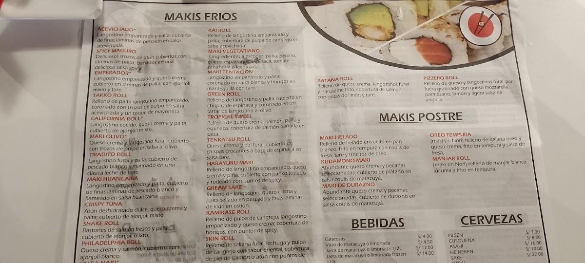 Carta del restaurante Ohashi Maki San Miguel, San Miguel
