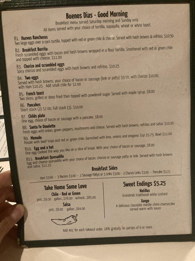 Menu at PC's Restaurant & Lounge, Santa Fe