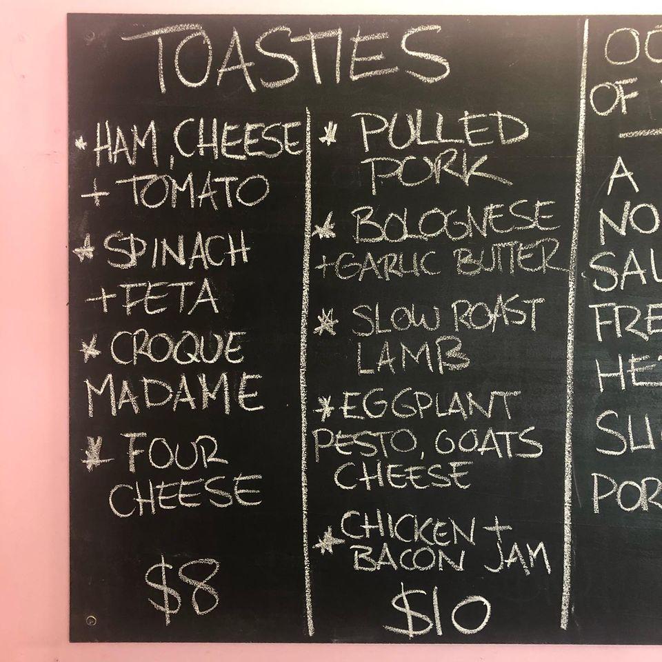 Menu at Recess cafe, Gosford