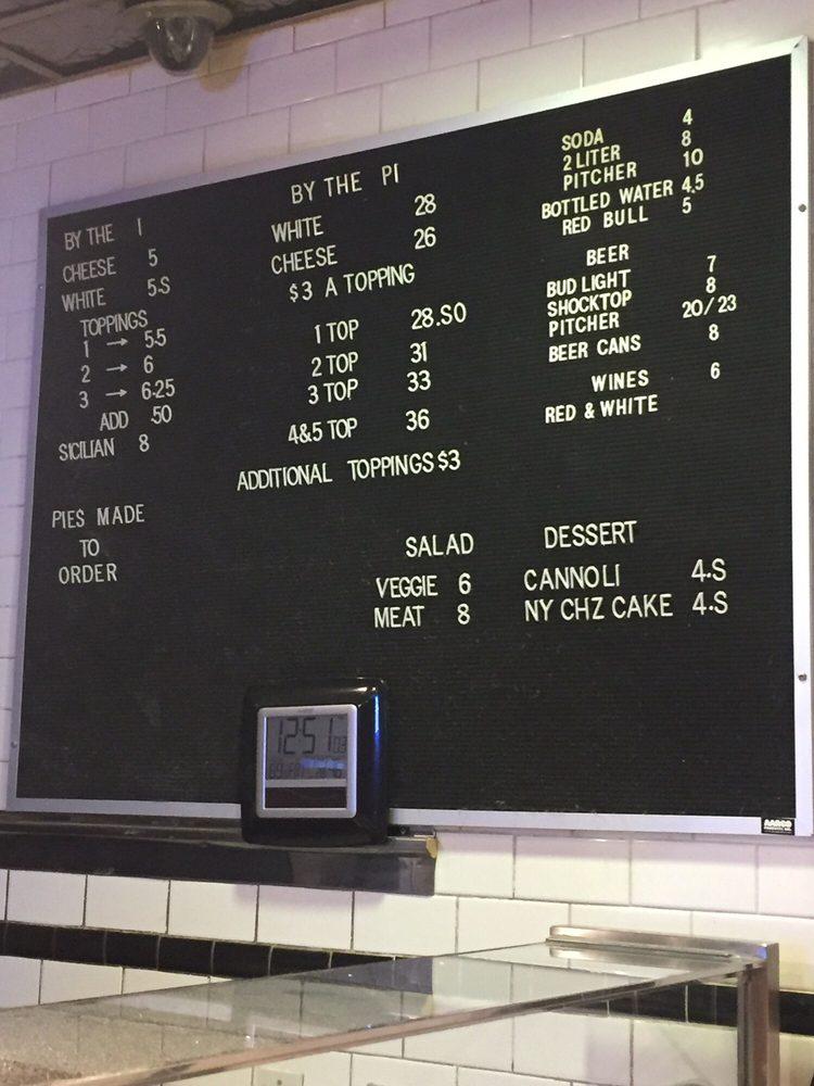 Menu at Secret Pizza pizzeria, Las Vegas