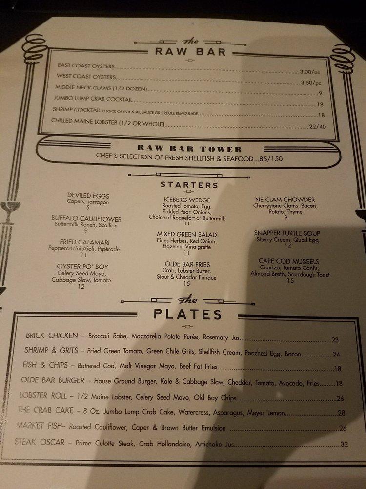 Menu at The Olde Bar, Philadelphia