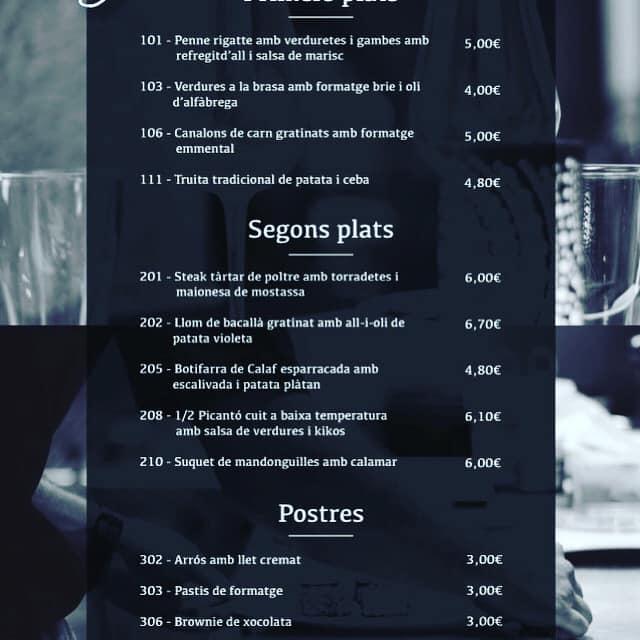 Menu at Caprici restaurant, Igualada