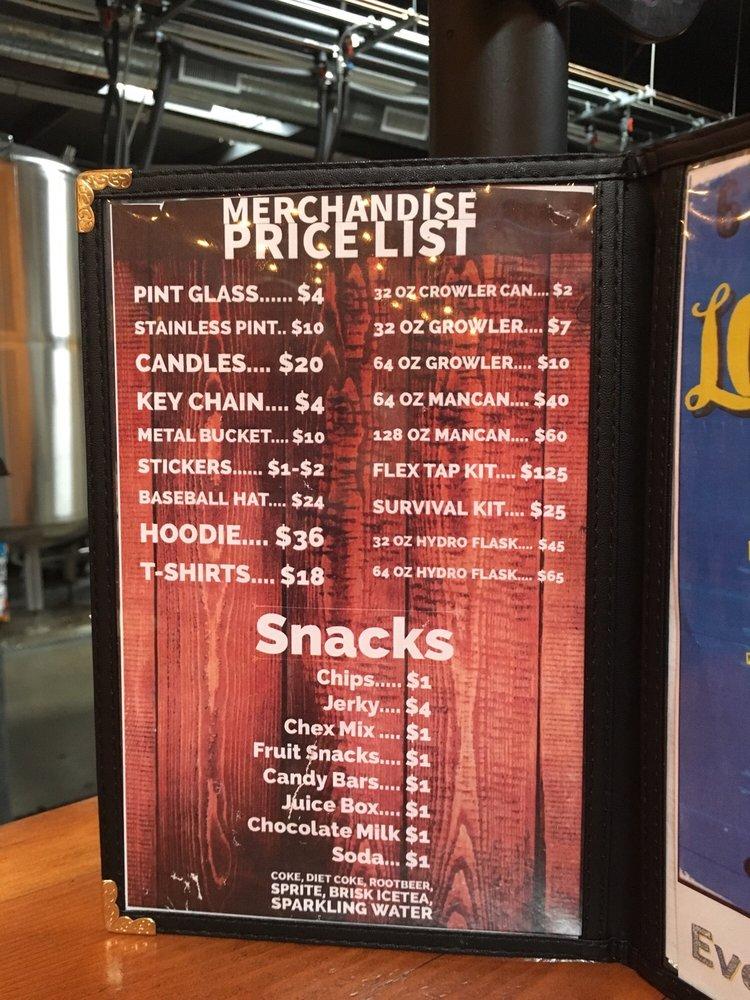 Menu at Mt. Lowe Brewing Co. restaurant, Arcadia