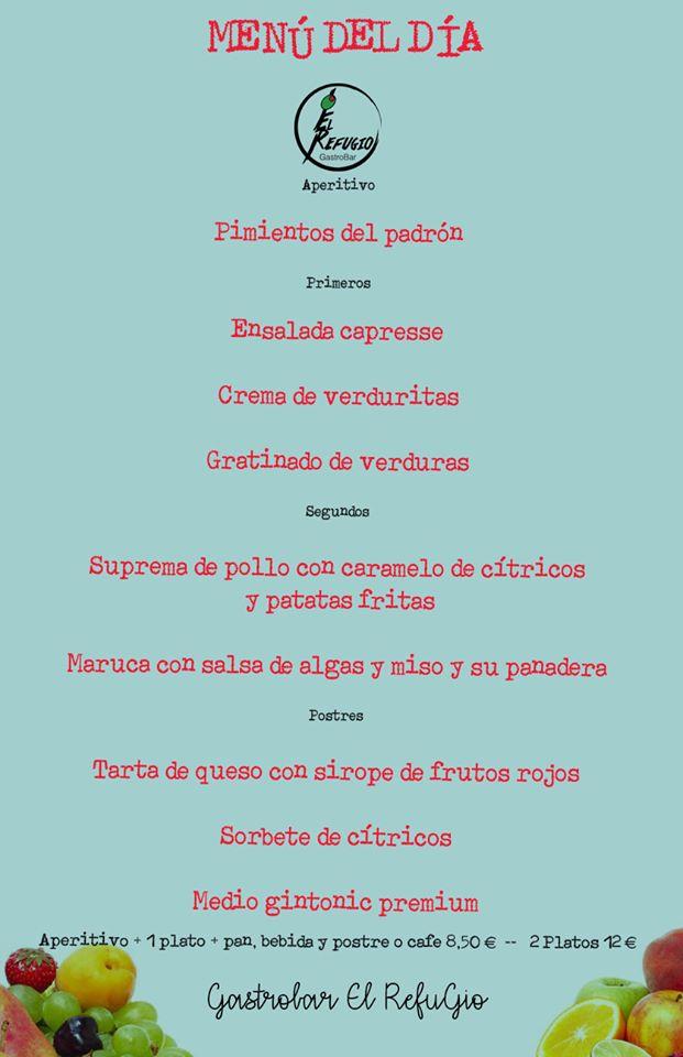 Menu at El Refugio Gastrobar, Bilbao
