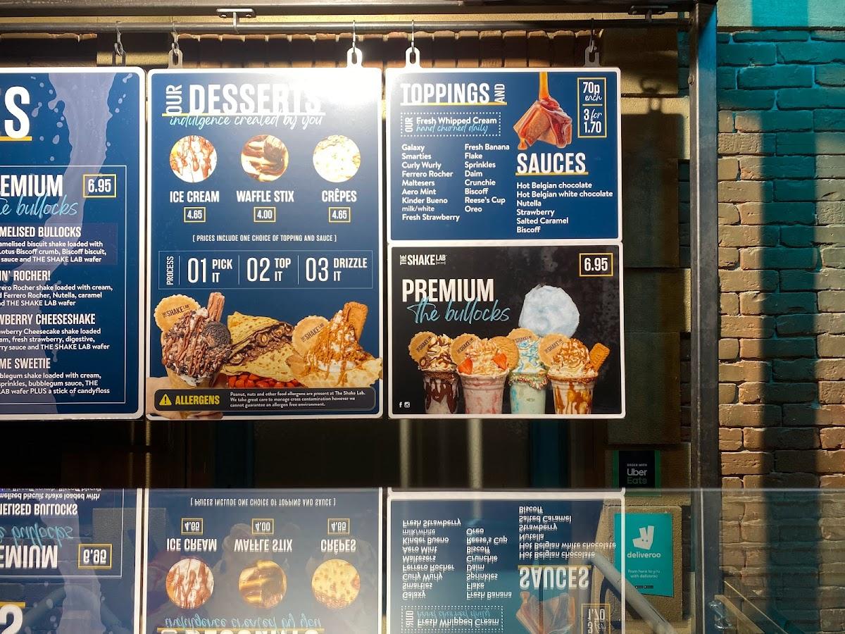 Menu at The Shake Lab restaurant, Stretford, 9 The Trafford Centre