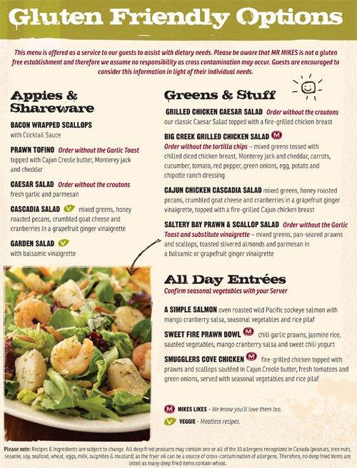 Carta de MR MIKES SteakhouseCasual, Dawson Creek