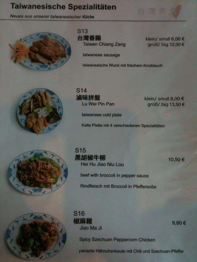 Menu at Taiwan restaurant, Radebeul