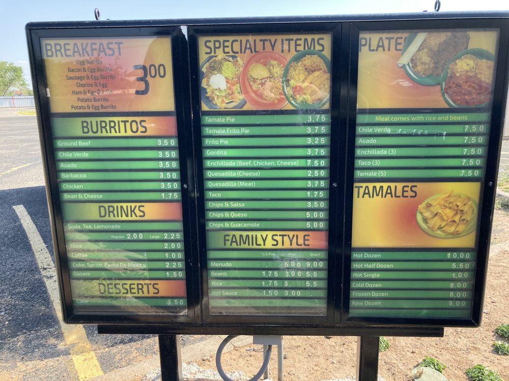 Menu at Saucedo Tamale Factory restaurant, Midland