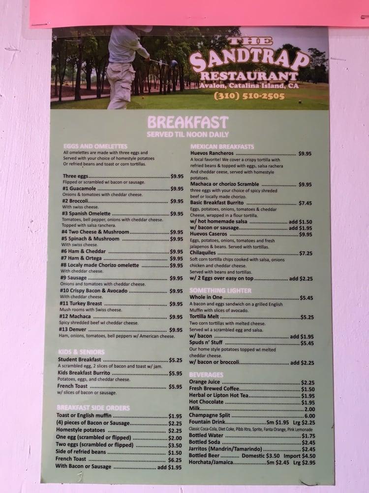 Menu at The Sandtrap pub & bar, Avalon, Avalon Cyn Rd