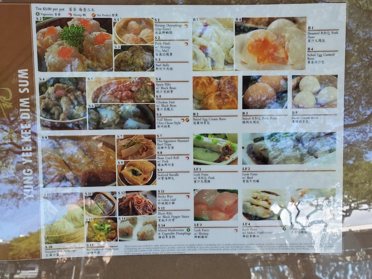 Menu at Yung Yee Kee Dim Sum restaurant, Honolulu