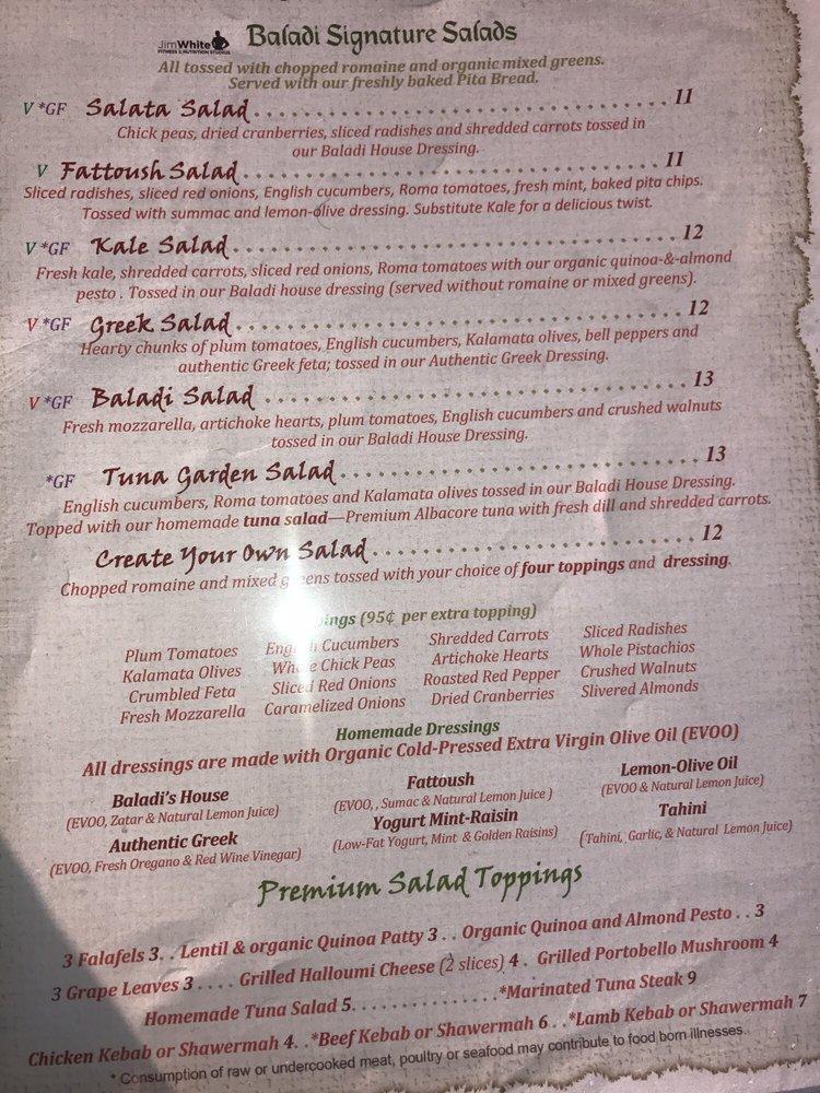 Menu at Baladi Mediterranean Cafe, Virginia Beach, 626 Hilltop West ...