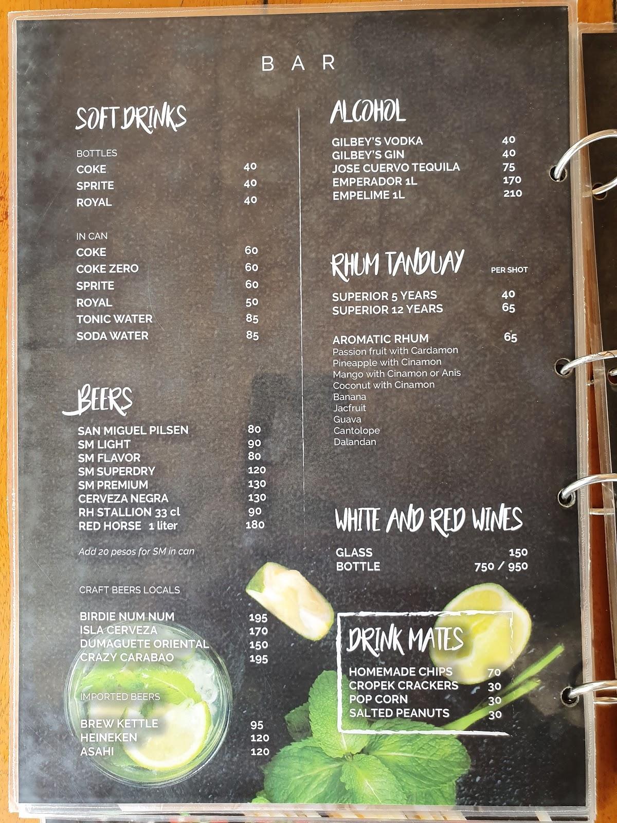 Menu at Fantasy Lodge Resto & Bar, Samboan