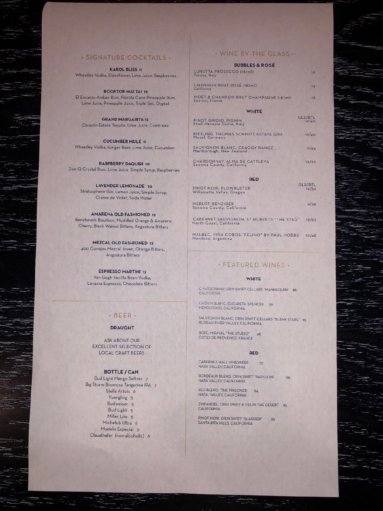 Menu at K Club Bar & Bistro, Clearwater