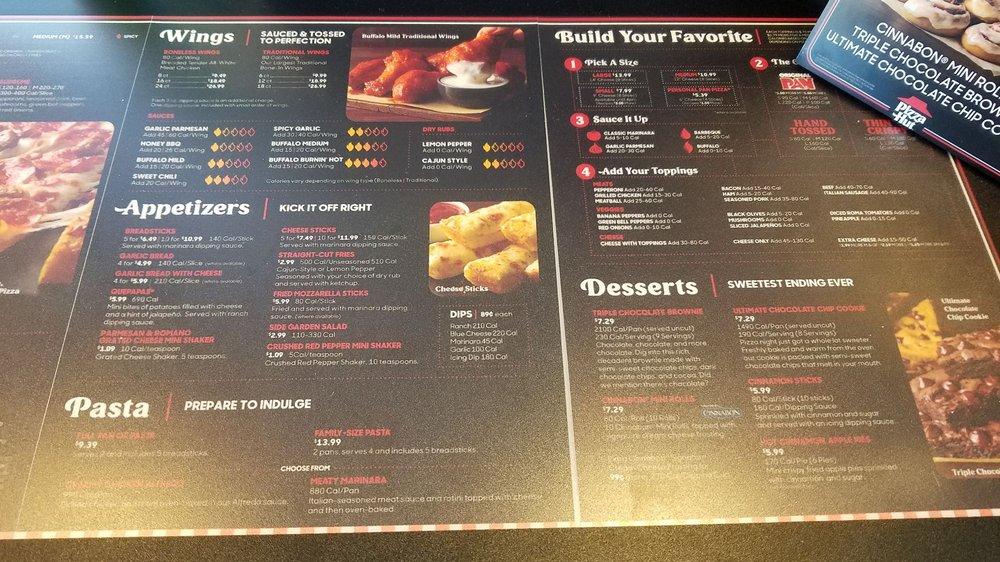 Menu at Pizza Hut pizzeria, Schenectady, Altamont Ave